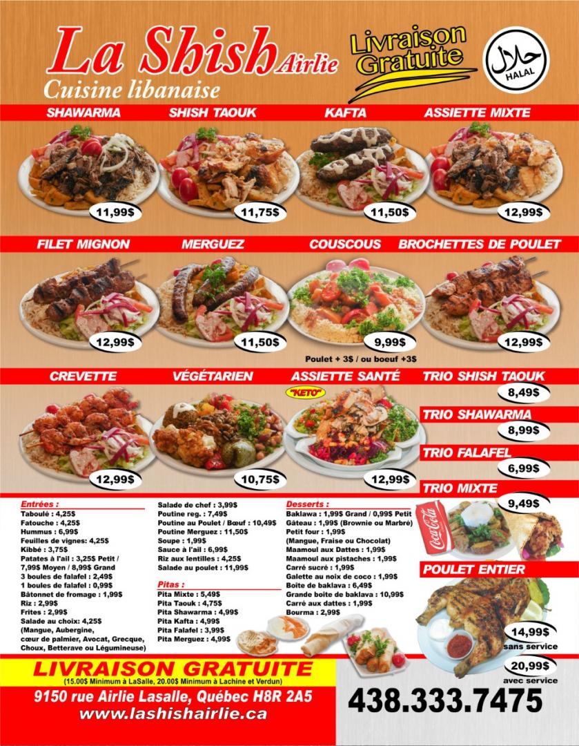 Restaurant Libanais, Lasalle, La Shish Airlie , Lachine, Verdun ...